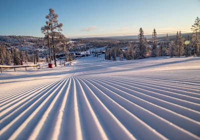 Manchester am Morgen auf der Piste Poster von Sara Vaiho | Printler