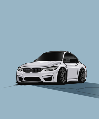 BMW M4 Cartoon posters & prints by Vero Automotive - Printler