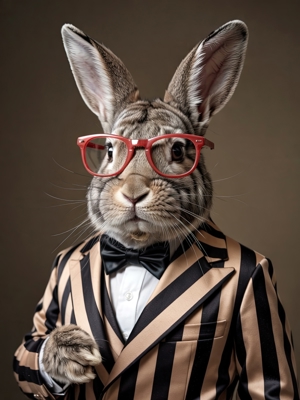 Dapper Rabbit in Striped Suit posters & prints by Fashionable Fauna ...